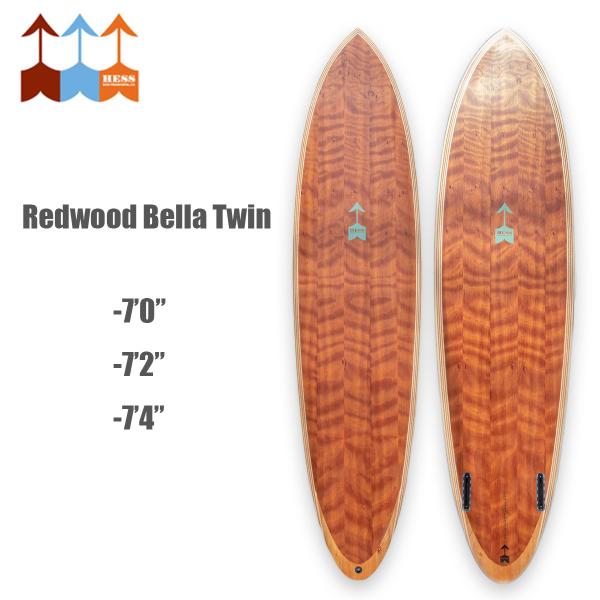 ■HESS SURFBOARDS Redwood Bella Twinヘス サーフボード ウッドボードレッドウッド ベラ ツイン【サイズ】・7.0ft = 7'0" x 20.5" x 2.75"・7.2ft = 7'2" x 21" x ...