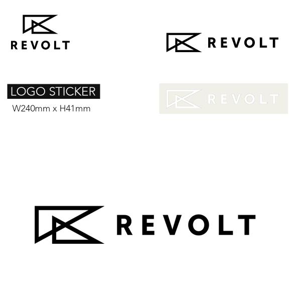 ■REVOLT LOGO STICKERリボルト ロゴ カッティング ステッカー【カラー】・BLK：ブラック・WHT：ホワイト【寸法】 縦4.1cm × 横24cmREVOLTロゴのダイカットステッカー