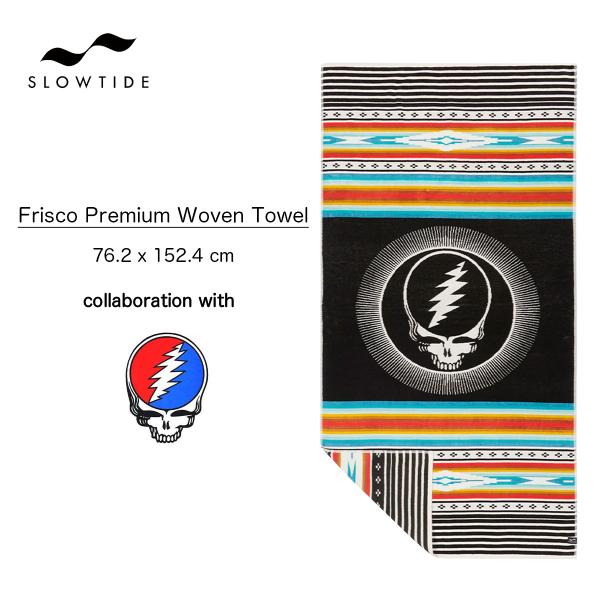 ■スロータイド ビーチタオルSLOWTIDE Frisco Premium Woven Towel【カラー】Black（ブラック系）【サイズ】30” x 60”（約76.2cm x 約152.4cm）【素材】コットン 100％アメリカのロッ...