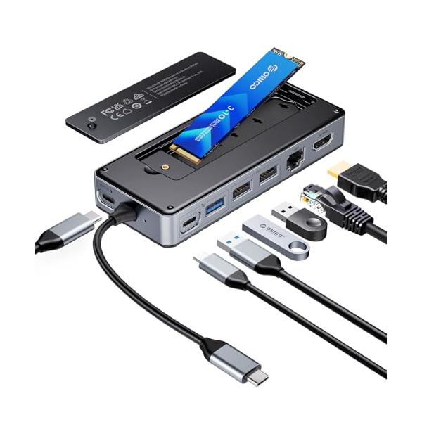 OM28PR/OM28PR/OM28PR-G2-BK-EP-JP・Size:OM28PR・革新的なデザイン：ORICO M.2 SSD外付けケースUSB-CハブがM.2 SSD 外付けケースと USB-C ハブを完璧に融合。NVMe/SAT...