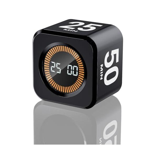 ビジュアルディスプレイ。ブラック/1.5D x 1.97W x 1.97H/1008・Color:ブラック・パッケージ個数:1・【かざすだけ操作】ボタンいらずの簡単スタート： 重力センサーを搭載したコンパクトなタイマーです。勉強タイマー 置...