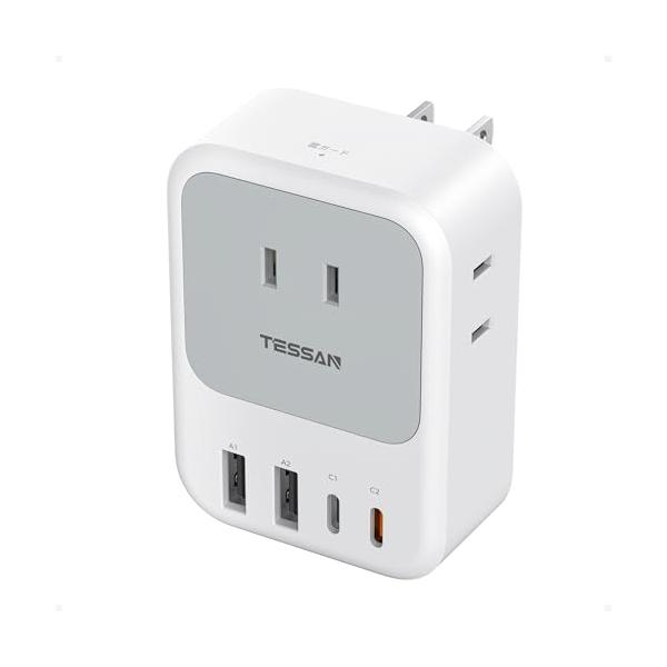 3AC+4USB+PD 20Wグレー/3AC+2USB-A+2USB-C/TS-WS02JP00・Size:3AC+2USB-A+2USB-CColor:グレー・「1台7役なコンセントタップ」4つのUSB-Aポート（2USB-C，2USB-...