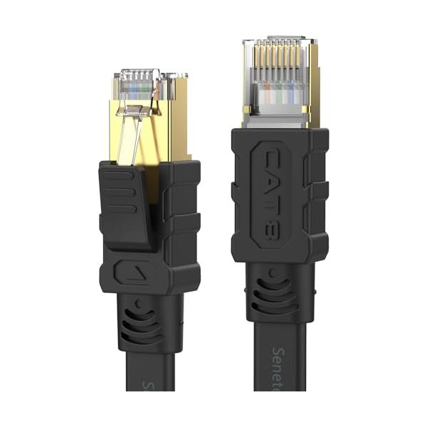 ブラック/5m/-・Size:5m・【高速伝送】Senetem CAT8イーサネットケーブルは、最大2000MHz、40Gbpsのデータ伝送レートをサポートします。標準的なCAT7ケーブルと比較すると、ネットワーク速度は4倍になります。もう...