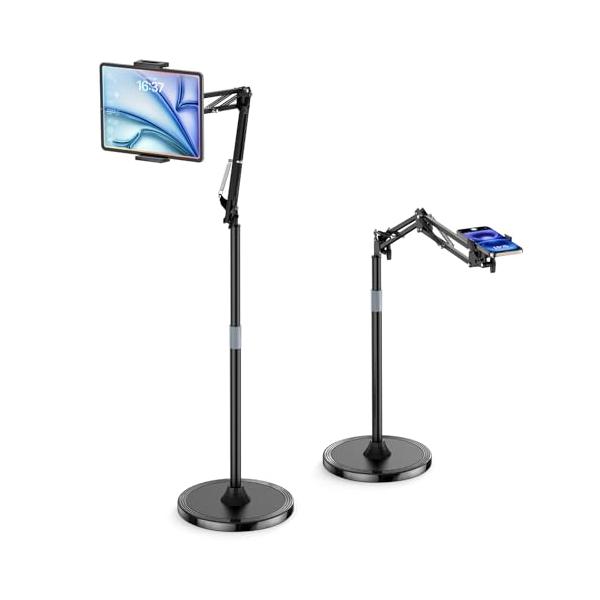 ブラック/-/PC-01-B・【フロアスタンド・俯瞰撮影】本製品は伸縮式パイプを採用しており、高さを自由に調節できるスマホ俯瞰撮影用フロアスタンドです。場所を選ばず使える床置きタイプ、位置も自由自在に設定可能、寝ている状態でも座っている状態...
