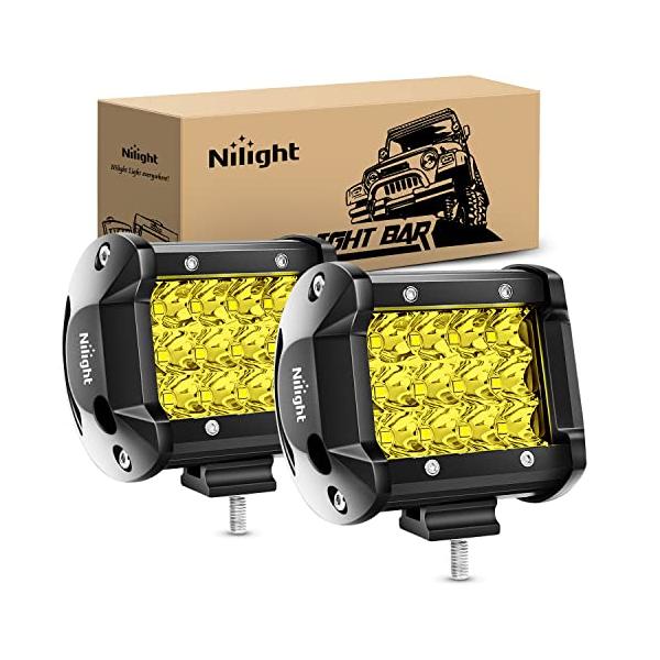 商品名:  Nilight LED Light Bar 2Pcs 4 Inch 36W Yellow Flood Spot Combo Triple Row Driving Lamp Roof Bumper Off Road LED Wor...