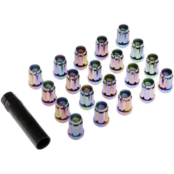 商品名: Dorman 711-355G 20個入りキー付きネオクロームロックナット Dorman 711-355G Neo-Chrome Spline Drive Lock Set M12-1.50 Compatible with Sel...