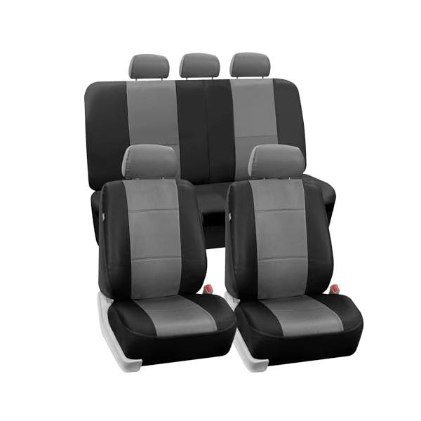 商品名: フェイクレザーシートカバー PU002GRAYBLACK115 FH Group Full Set Faux Leather Car Seat Covers - Universal Fit, Low Back Front Seat...