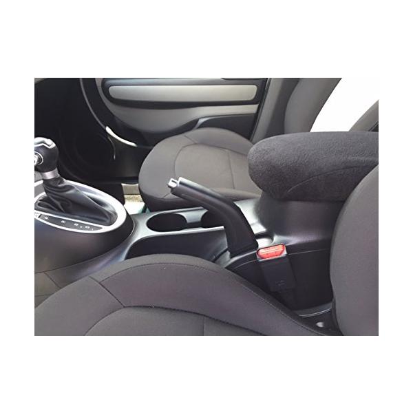 商品名: 自動車用コンソールカバー - Kia Soul 2014-2018年式センターコンソールアームレストカバー フリース生地 - ブラック Auto Console Covers- Compatible with The Kia So...