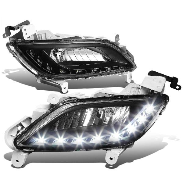 商品名: FL-HV12-LED-VR ブラック AD-FL-HV12-LED-BK Auto Dynasty Compatible with Veloster Pair of Bumper Driving Fog Lights w/Whi...
