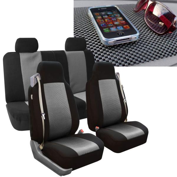 商品名: FH Group カーシートカバー 多目的 内蔵シートベルトクラシッククロスシートカバー フルセット ギフト付き - 車、トラック、SUVにユニバーサルフィット(グレー) FB302114 FH Group Car Seat Co...