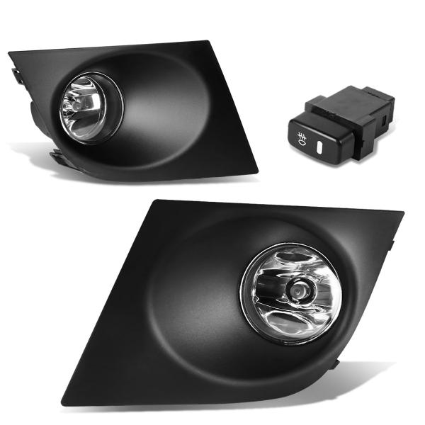 商品名:  Auto Dynasty Compatible with Versa Pair of Bumper Driving Fog Lights + Bezel + Wiring Kit + Switch (Clear Lens)ブラン...