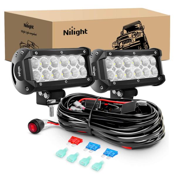 商品名: Nilight ZH008 2個 6.5インチ 36W フラッドバー LED 作業ドライビングライト オフロード配線ハーネス付き Nilight 2PCS 6.5 Inch 36W Flood LED Light Bar Led ...