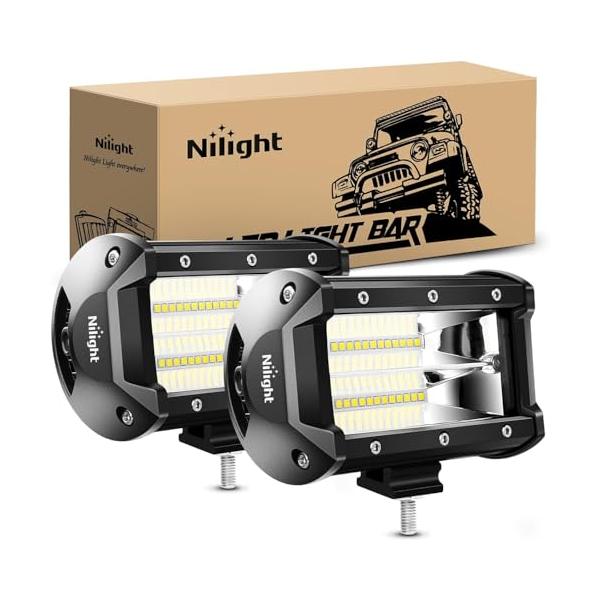 商品名:  Nilight 18001F-B 2PCS 5Inch 72W Double Row Flood Bar 10800Lumens Driving Fog Led Off Road Lights for Trucks Jeep A...