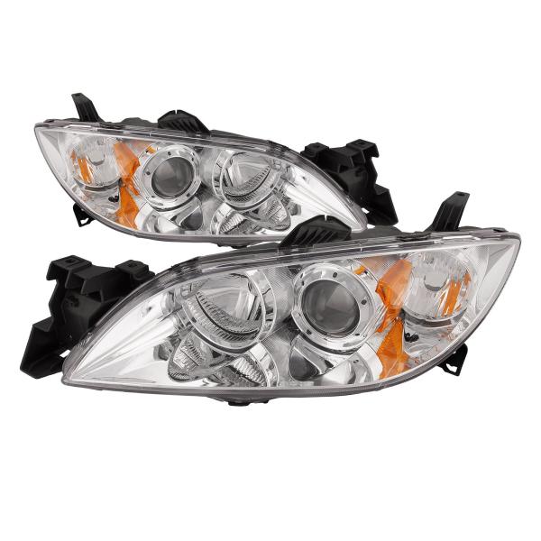 商品名: PERDE クロームヘッドライトセット マツダ3セダン対応 ハロゲンプロジェクターペア PERDE Projector Headlights Set Fits 2004-2009 Mazda 3 Sedan Halogen Chr...