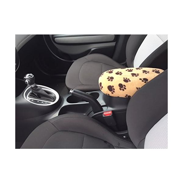 商品名: 自動車用コンソールカバー - キア・ソウル2014-2018年式センターコンソールアームレストカバー フリース生地 - タン・ブラウン・ポー Auto Console Covers- Compatible with The Kia...