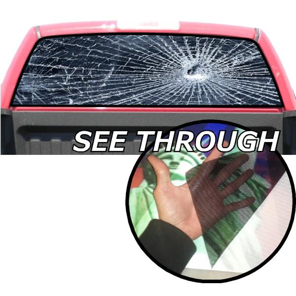 商品名: p155 Broken Glass Window TintリアウィンドウデカールラップグラフィックPerforated see through universalサイズ65 " x 17 " fits :ピックアップトラックf15...