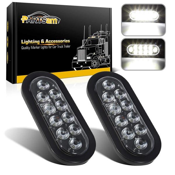 商品名: Partsam 2個 6インチ 楕円形 ホワイト LED トレーラーライト ダイオード10個 クリアレンズ グロメットとピグテール 潜水可能 12V RVトラック用 6個の楕円形LEDリバースライト 6個のオーバルLEDバックアッ...