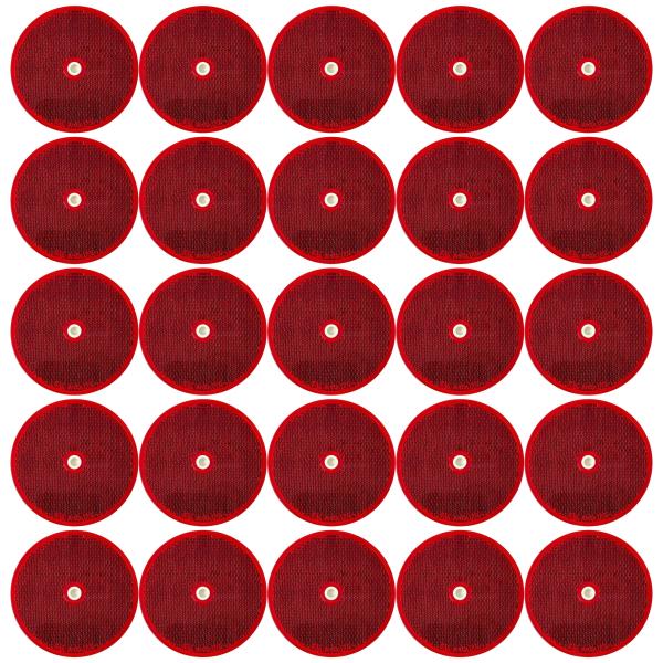 商品名: [オールスタートラックパーツ] クラスA 3-3/16インチ ラウンドリフレクター センター取り付け穴付き - 2個パック トレーラー、トラック、自動車、郵便受け、ボート、SUV、RV、工業用 25 レッド MTRF3012R25...