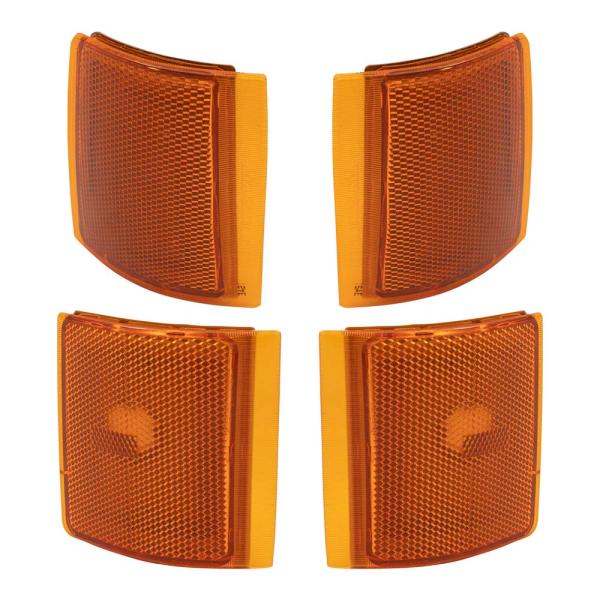 商品名: 上部&amp;下部信号サイドマーカーライト 4点セット 94-02 GMC ピックアップSUV用 コンポジットヘッドランプ付き 5977463 5977464 5977739 5977740 Brock Aftermarket R...