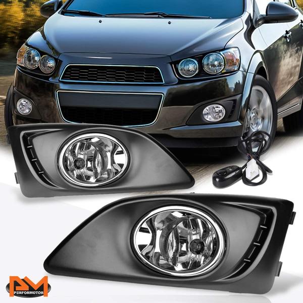 商品名:  PM PERFORMOTOR Front Bumper Fog Lights+Bezel+Switch Compatible with Chevy Aveo/Sonic 11-15,Clear Lensブランド: PM PERF...