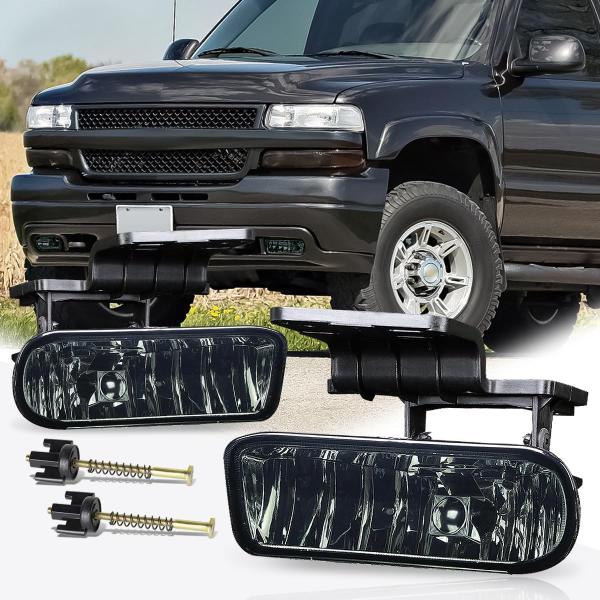 商品名:  PM PERFORMOTOR Front Bumper Fog Lights Lamps Compatible with Chevy Silverado/Suburban/Tahoe 99-06,Smoked Lensブランド:...