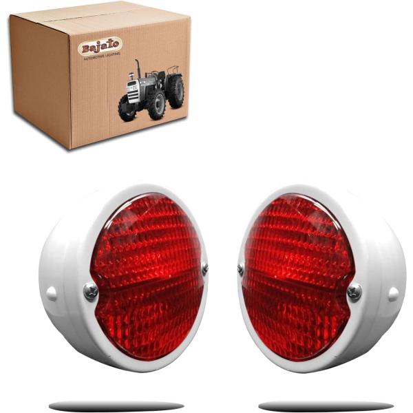 商品名: Bajato ヴィンテージ ホットロッド テールライト 2X リアライト テールライト アセンブリ | ホワイトボディ | ホワイトリング | レッドレンズ 12V 電球 モデルA 車 ダッジ トラック、ピックアップライトデュオラ...