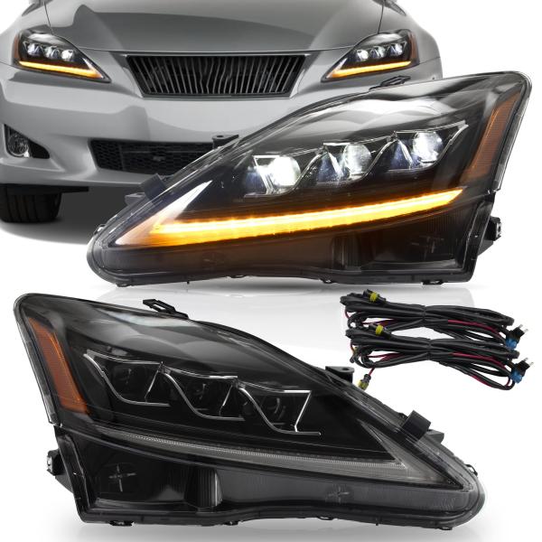 商品名: VLAND ヘッドライトアセンブリ IS250/ IS250C IS350 IS350C IS220d 2006-2012、ISF 2008-2014 W/DRL、シーケンシャルウィンカー付きLEDフロントライト、プラグアンドプレ...