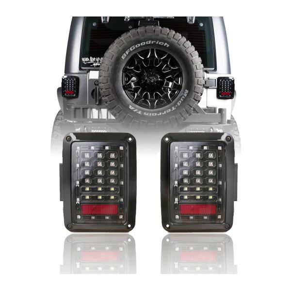 商品名:  V8 GOD JK LED Tail Light Assembly w/Brake Light &amp; Turn Signal Compatible with Jeep Wrangler JK JKU 2007-2018ブラ...