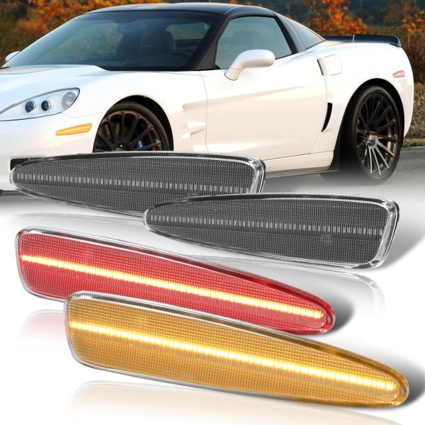 商品名:  AJP Distributors Replacement Upgrade 4pc Front Amber + Rear Red LED Bumper Fender Side Markers Lights Lamps Housin...