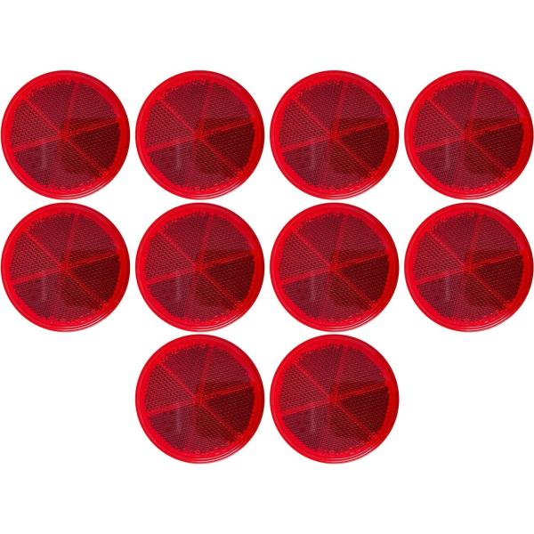 商品名: [オールスタートラックパーツ] クラスA 3インチ ラウンドリフレクター 強力スティックオン - トレーラー トラック 自動車 郵便受け ボート SUV RV用 工業用途 (レッド 10) [ALL STAR TRUCK PART...