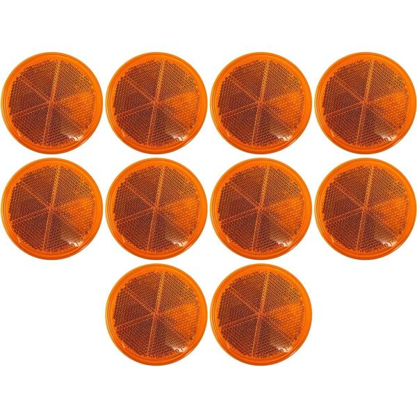 商品名: [オールスタートラックパーツ] クラスA 3インチ ラウンドリフレクター 強力スティックオン トレーラー トラック 自動車 郵便受け ボート SUV RV用 工業用途 (琥珀色 10) [ALL STAR TRUCK PARTS]...