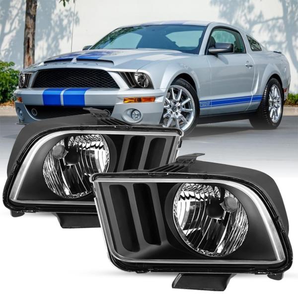 商品名: SOCKIR ヘッドライトアセンブリセット 2005-2009 フォード マスタング 防水 ヘッドライト 助手席 運転席側 (ブラックハウジング クリアリフレクター付き) SOCKIR OE Style Headlight Ass...