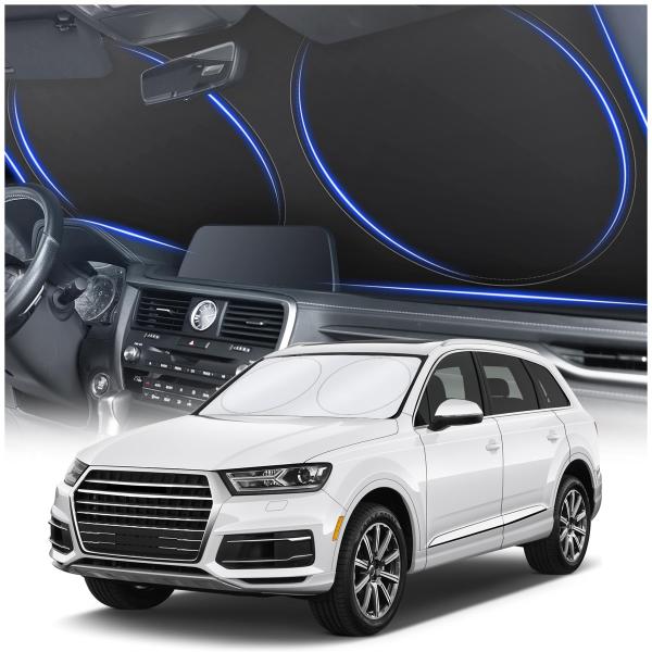 商品名: JUSTTOP 車フロントガラス用サンシェード 折りたたみ式サンシェード 210Tコーティングシルバー布 反射ポリエステル素材 紫外線を99%ブロック（Lサイズ63×35インチ） JUSTTOP Car Sun Shade Win...