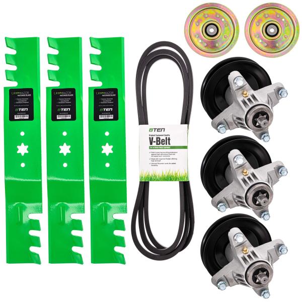 商品名: 8TEN デッキリビルドキット MTDカブカデットハスキー54インチ LGT1054 SLT1554 LGTX1054 SLTX1054ブレードスピンドルベルトアイドラー用 8TEN Deck Rebuild Kit for MT...