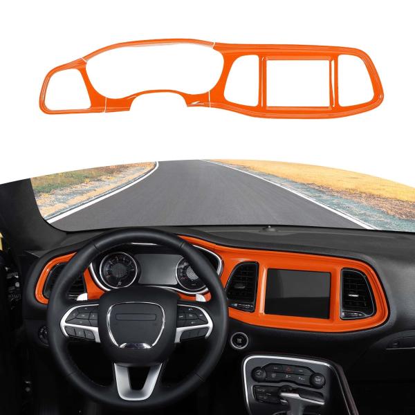 商品名: RT-TCZ ダッジチャレンジャー ダッシュボードセンターコントロール トリムカバー オレンジ RT-TCZ for Challenger Orange Center Console Dashboard Panel Trim Co...