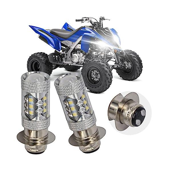 商品名: 2個 80W スーパーホワイトLEDヘッドライト電球 アップグレード - ATVS YFM350 400 450 660 700 Rap.tor B.laster 200 350用 USTPO 2Pcs 80W Super Whi...