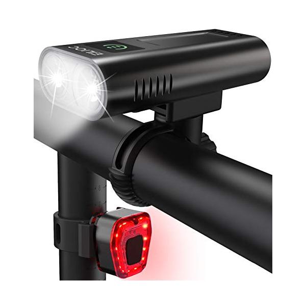 商品名:  EILIOC 6400mAh Bike Lights for Night Riding, USB C Rechargeable Bicycle Headlight and Taillight Set, Super Bright ...