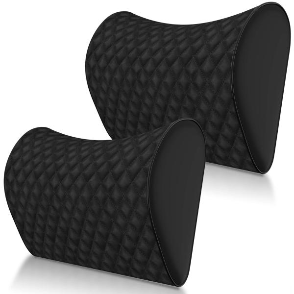 商品名: LUXXE 車用ネックピロー LUXXE Car Headrest Pillow - Set of 2 Soft Breathable Ergonomic Memory Foam Cushion - Leather Cover w...