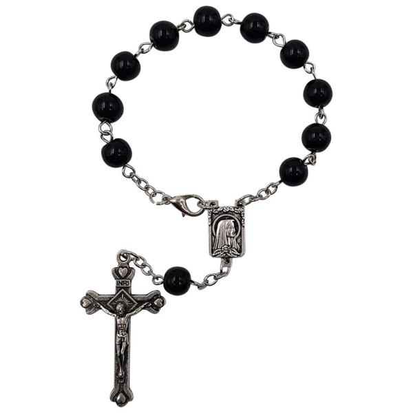 商品名: 10年 オートロザリオ バックミラー用 ブラックパール ガラスビーズ カトリックブレスレット ルルドの聖母 センターピース 宗教ギフト 車 トラック 旅行保護 Treasure4U-Store One Decade Auto Ro...