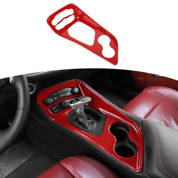 商品名: RT-TCZ ギアシフトパネルトリムカバー ABS内装アクセサリー ダッジチャレンジャー 2015-2021用 レッド RT-TCZ for Challenger Red Center Console Gear Shift Pan...