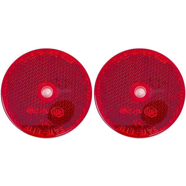 商品名: All Star Truckパーツ] クラスA 2インチ ラウンドリフレクター センター取り付け穴付き - レッド/アンバー トレーラー トラック 自動車 メールボックス ボート SUV RV 産業用 (赤2個)… All Sta...