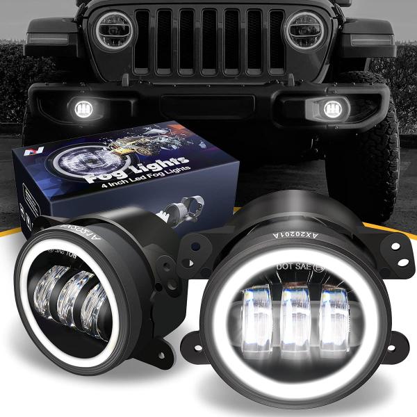 商品名: NUVISION LIGHTING NVL-FL-001H 4インチLEDフォグライトアセンブリ ハローリング付き DRLウィンカー対応 07-17 Wrangler / 14-18 Cherokee / 11-14 充電器 /1...