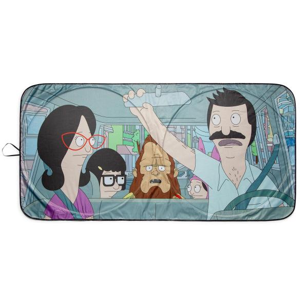 商品名: Bob's Burgers Belcher ファミリーサンシェード フロントガラス用 | 折りたたみ式サンバイザープロテクター 車 トラック SUV用 | 紫外線と太陽のまぶしさをブロック | 64 x 32インチ Bob's B...