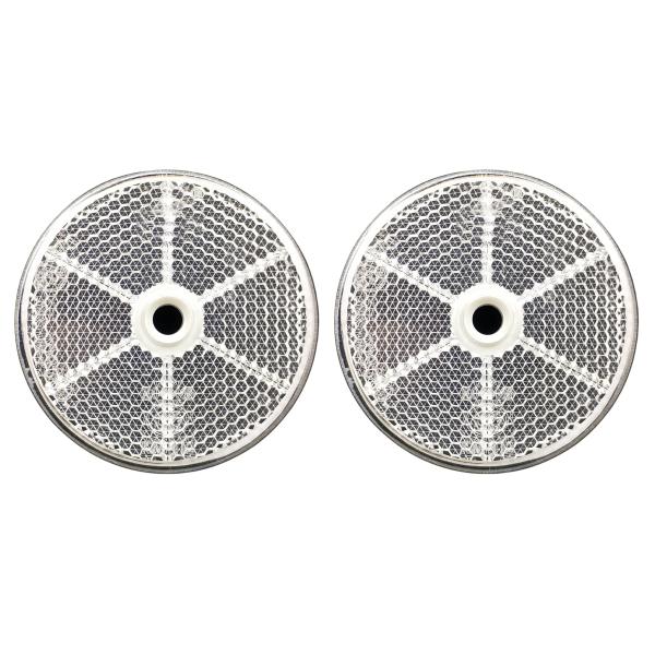 商品名: クラスA 2インチ ラウンドリフレクター センター取り付け穴付き - レッド/アンバー/ホワイト トレーラー トラック 自動車 メールボックス ボート SUV RV 産業用 (2 x ホワイト) Class A 2" Round ...