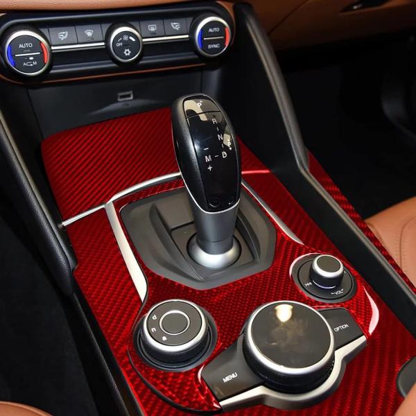 商品名: Auto parts Carbon Fiber Center Console Gear Shift Panel Cover Trim Sticker Car Interior Accessories 4 pcs (red) for...