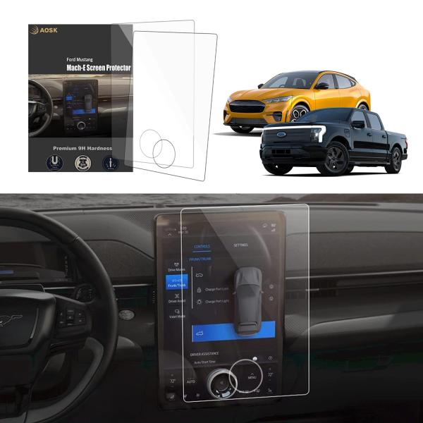 商品名: AOSK for Mustang Mach-E スクリーンプロテクター センターコントロール 2021 Mustang Mach-E アンチグレア 指紋防止 (HD 2個) BestEvMod Clear 9H HD Screen...