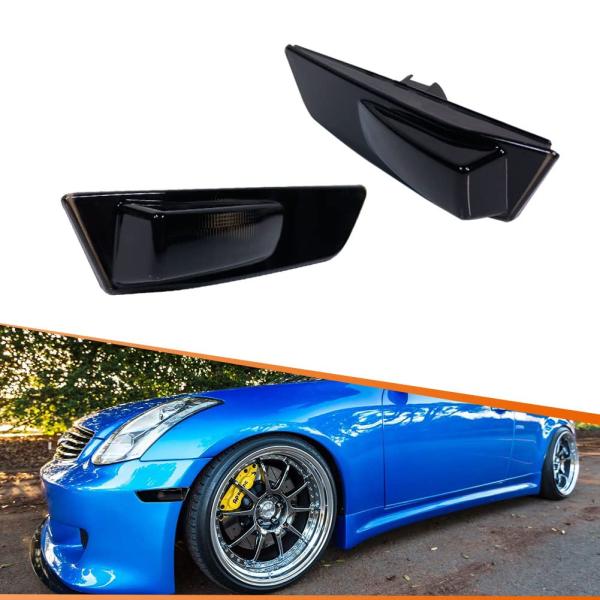 商品名:  ADIIL Smoked Side Marker Lights Cover Compatible With 2003-2007 Infiniti G35 Coupe Skyline Front Bumper Turn Signa...