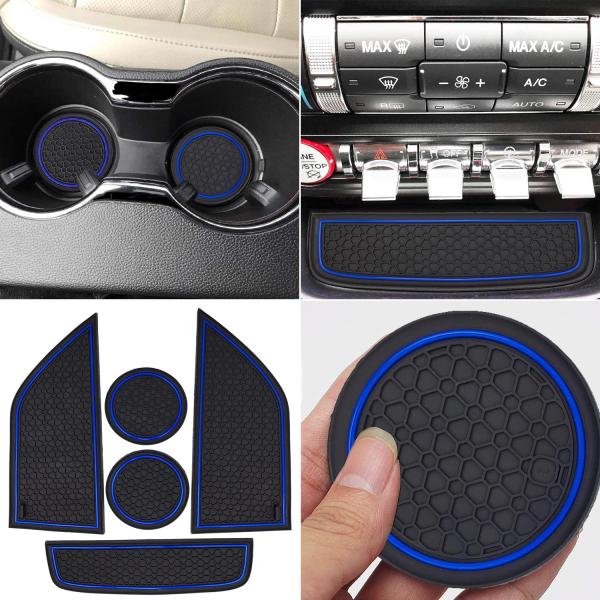 商品名:  Auprite Non-Slip Mats for Mustang Accessories 2015-2023, Custom Fits Cup Holder Liners Mats Door Pocket Center Con...