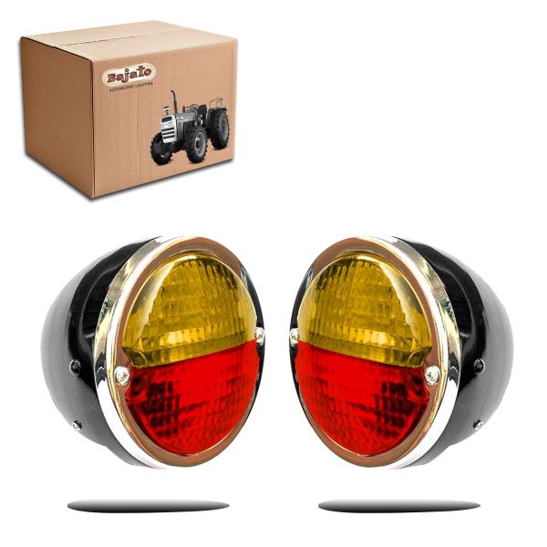 商品名:  Bajato Hot Rod Tail Lights Pair of Rear Lights tail lights assembly Black Body | Chrome Ring | Red/Amber Lens 12v ...