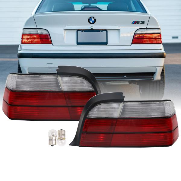 商品名: DEPO E36 2DR テールライト - リア交換用テールブレーキストップ ウィンカーランプ テールライト 1992-1999 BMW E36 3シリーズ2Dクーペ対応 M3を含むコンバーチブル(ユーロOEスタイルレッド/クリア...